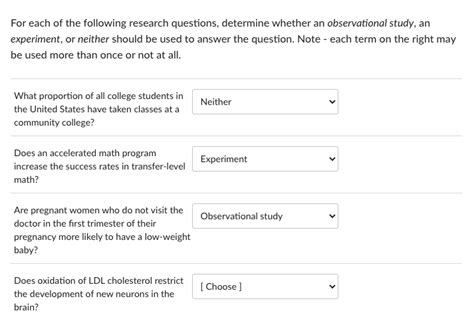 Solved For Each Of The Following Research Questions