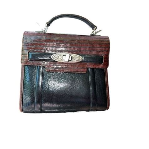 Brighton Bags Brighton Blackand Brown Moc Croc Leather Purse Clutch