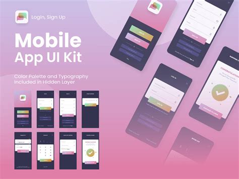 Mobile App UI UX GUI Layout With Different Login Screens Including Account Sign In Sign Up