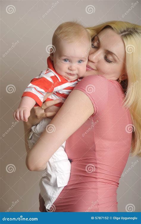 Portrait Of Happy Mother With Baby Stock Photo Image Of Person Kissing