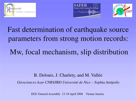 Ppt Fast Determination Of Earthquake Source Parameters From Strong