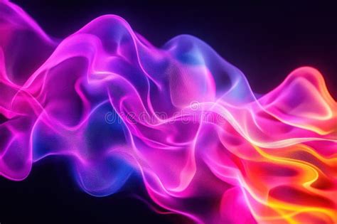 Colorful Abstract Waves Flowing In A Digital Landscape At Nighttime Stock Illustration
