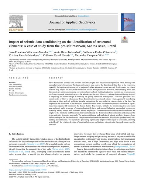 Pdf Impact Of Seismic Data Conditioning On The Identification Of Structural Elements A Case