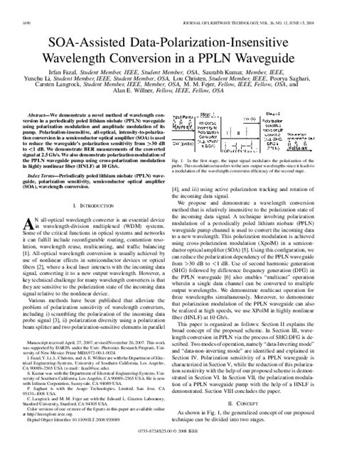 pdf soa assisted data polarization insensitive wavelength conversion