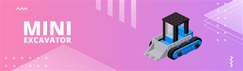 인쇄와 디자인을 위한 소형 굴착기를 가진 기치 벡터 일러스트 레이 션입니다 3차원 형태에 대한 스톡 벡터 아트 및 기타 이미지