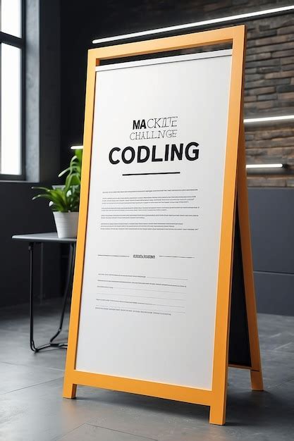 Tech Hackathon Coding Challenge Rules Signage Mockup With Empty Blank Space For Placing Your