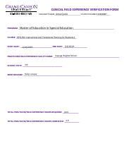 Clinical Field Experience Verification Form Clinical A Pdf CLINICAL FIELD EXPERIENCE