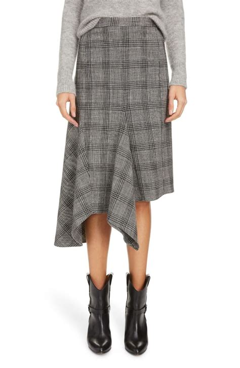 Isabel Marant Plaid Asymmetrical Cotton And Wool Blend Skirt Nordstrom