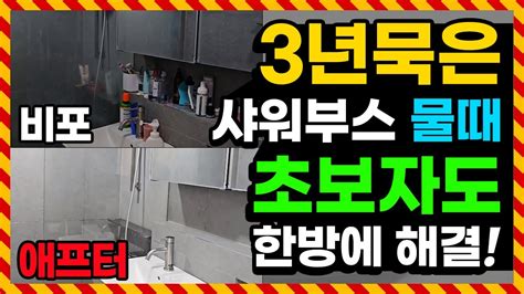 욕실 샤워부스 거울 묵은 물때 초보자도 한방에 성공 욕실청소 살림팁 물때제거 Youtube