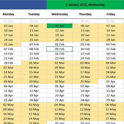2022 Excel Calendar Template 3 Designs Xlsx Version