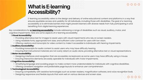 PPT E Learning Accessibility Ensuring Inclusive Learning Environments PowerPoint Presentation