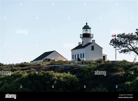 Historic Old Point Loma Lighthouse And Outbuilding At Cabrillo National