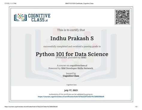 Indhu Prakash S On Linkedin Python Ibm Certified Skilldeveloping