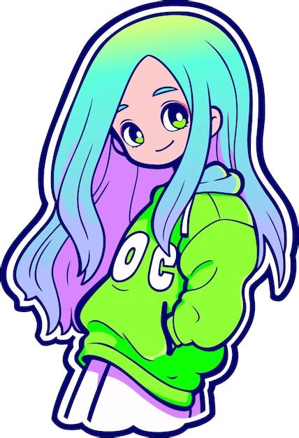 Premium Vector Vector Cute Girl Sticker Isolated On White