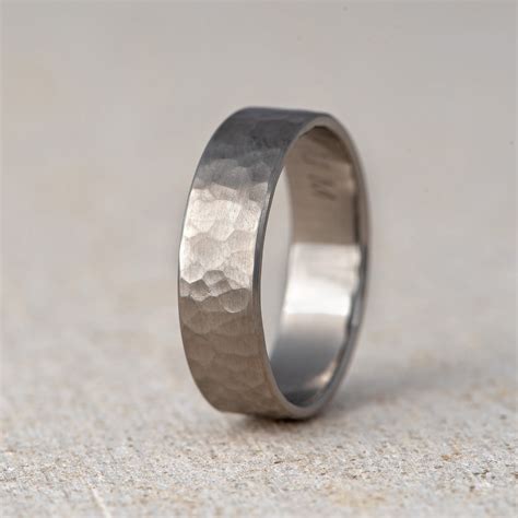 Hammered Titanium Texture Finish Wedding Ring Handmade Jewelry