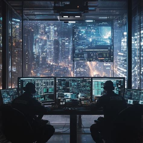 Officers Working Together At A Command Center Monitoring Screens And Coordinating Responses