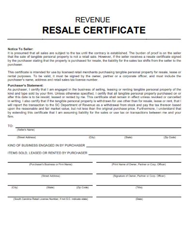 Free 19 Resale Certificate Samples In Pdf Ms Word Free 19 Resale Certificate Samples In Pdf Ms Word