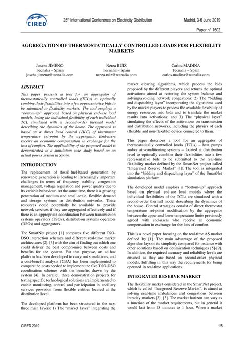 [pdf] Aggregation Of Thermostatically Controlled Loads For Flexibility Markets