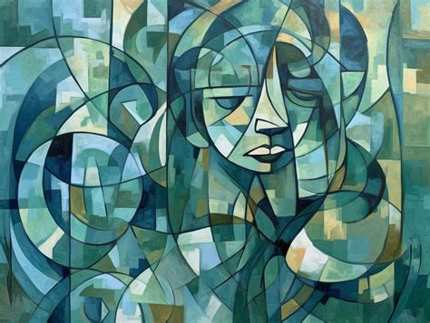 Dynamic Cubism A Movement In Blues And Greens
