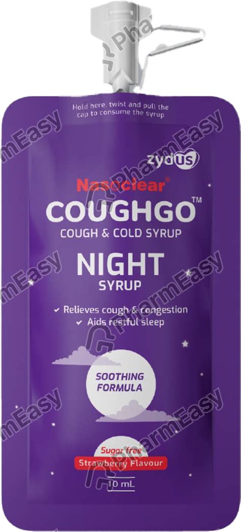 Buy Nasoclear Coughgo Strawberry Flavour Sugar Free Daynight Pouch Of