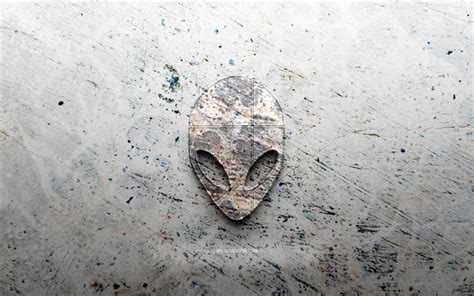 다운로드 Alienware 스톤 로고 4k 돌 배경 Alienware 3d 로고 브랜드 로고 스케치 Alienware 로고 그런지 아트 에일리언웨어 바탕 화면