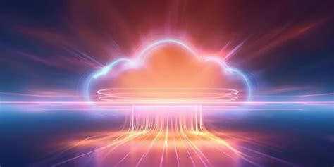 Abstract Digital Cloud Background With Glowing Pixels And Data Flow