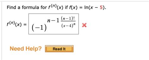 solved find a formula for f n x if f x ln x−5