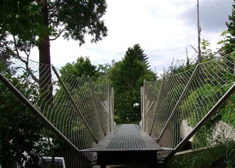 304 316 Suspended Bridge Stainless Steel Safety Netting With Rope Mesh