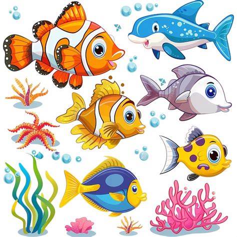 A Collage Of Photos With Fish Premium Ai Generated Image