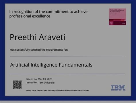 Artificialintelligence Machinelearning Ibmcertified Ai Preethi