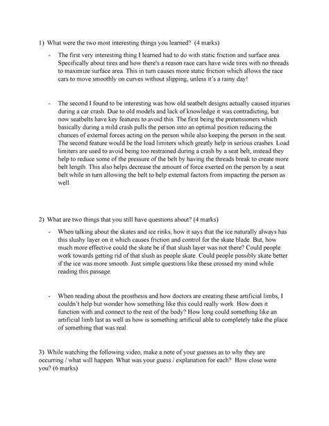 Applications Of Forces Assignment What Were The Two Most Interesting Things You Learned 4