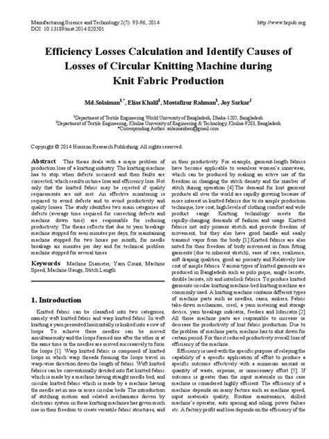 Efficiency Losses Calculation And Identify Causes Of Losses Of Circular