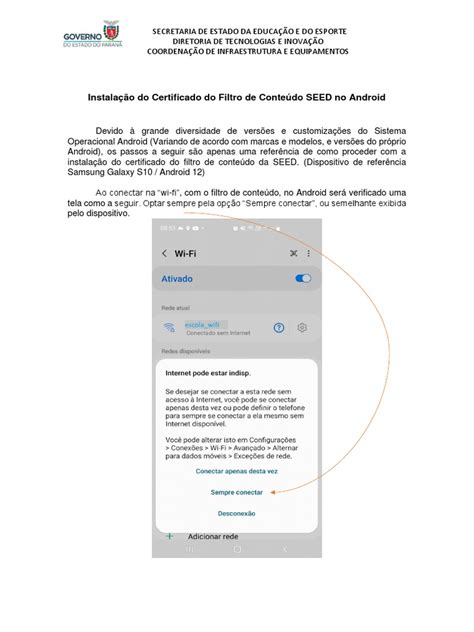 Instalacao Certificado Filtro Seed Android Pdf Android Sistema