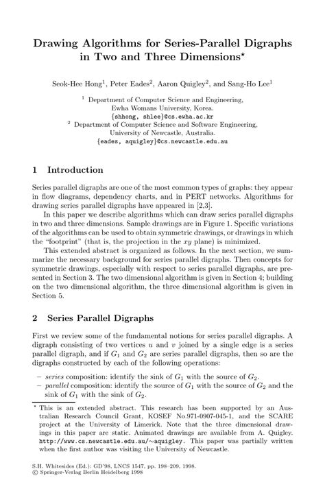 Pdf Drawing Algorithms For Series Parallel Digraphs In Two And Three