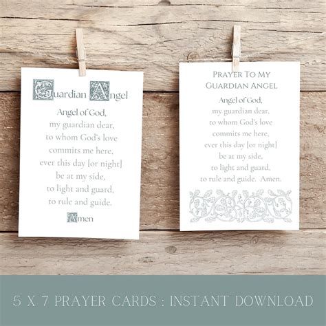 Digital Prayer Card Guardian Angel Digital Card Printable Prayer