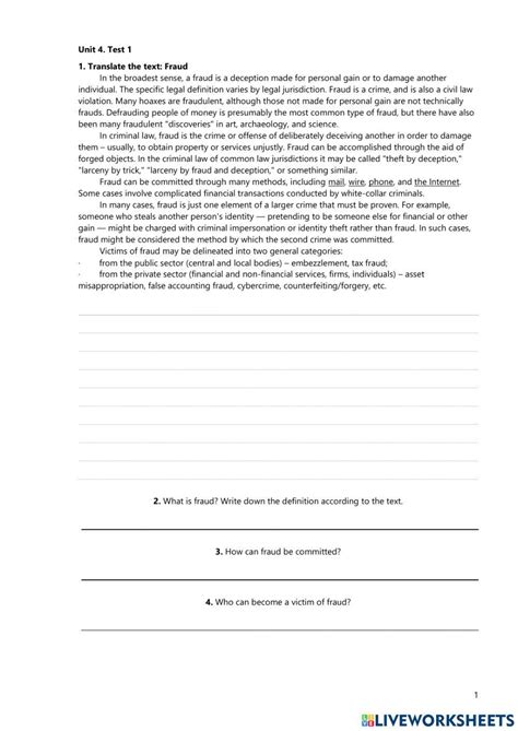 Fraud Worksheet Live Worksheets