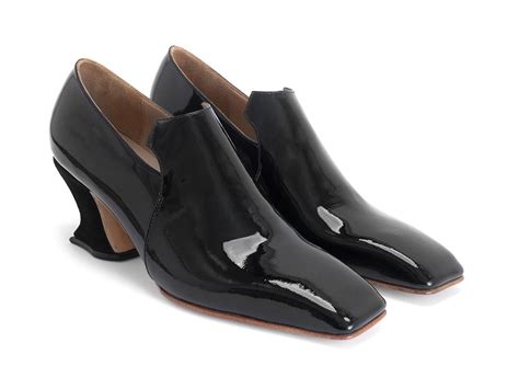 Cardinal Black Patent Square Toe Loafer Heel Fluevog Shoes