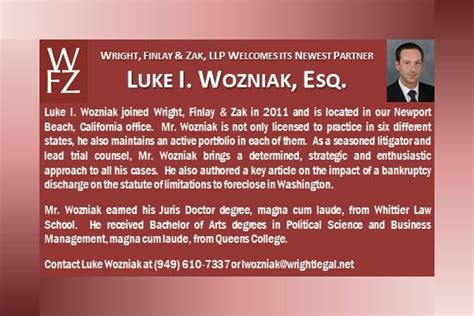 Congratulations To Our Newest Partner Luke Wozniak Wright Finlay