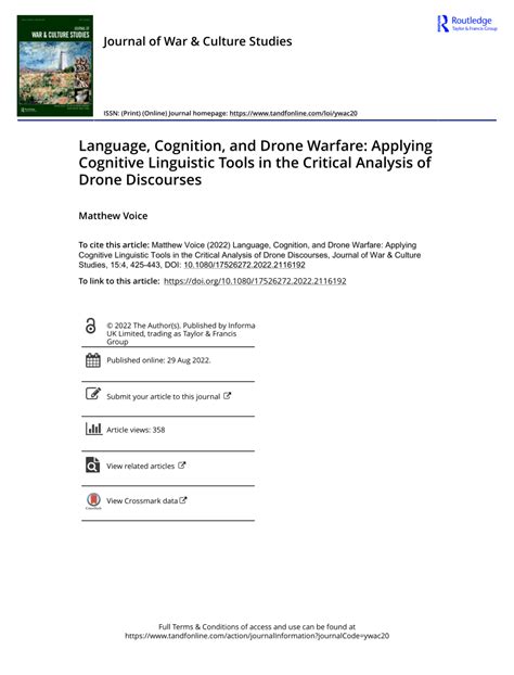 Pdf Language Cognition And Drone Warfare Applying Cognitive Linguistic Tools In The