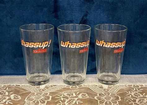 Budweiser Wassup Pint Glasses Set Of 3 Etsy