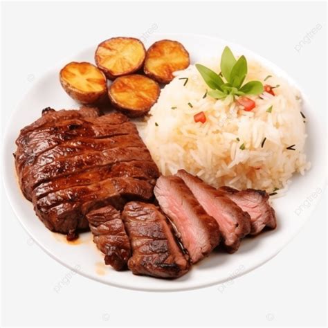 구운 스테이크 고기 감자와 밥 촙 등심 식용 버섯 Png 일러스트 및 이미지 에 대한 무료 다운로드 Pngtree