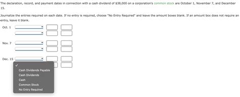 Solved The Declaration Record And Payment Dates In