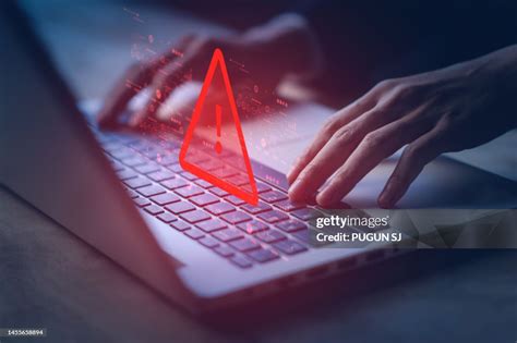 System Hacked Warning Alert On Notebook Cyber Attack On Computer Network Virus Spyware Malware