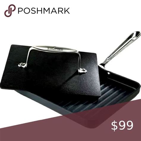 Nib All Clad Nonstick Grille Pan With Enameled Cast Iron Panini Press