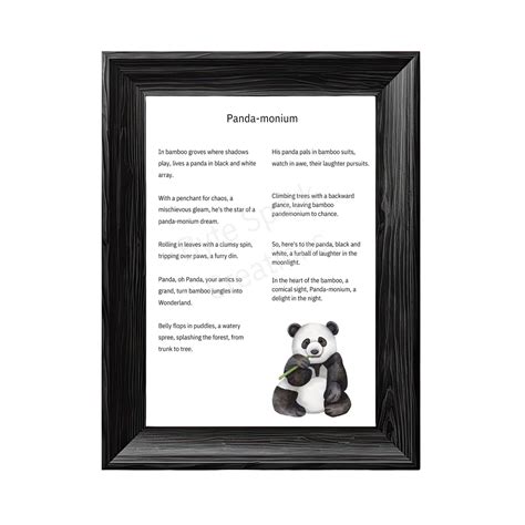 Panda Monium Printable Poem Cute Poem For Animal Lovers Etsy