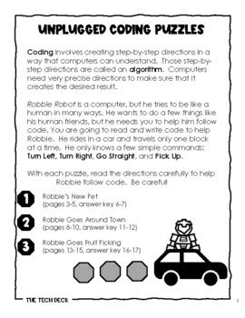 Unplugged Coding Puzzles For The Elementary Classroom By The Tech Deck