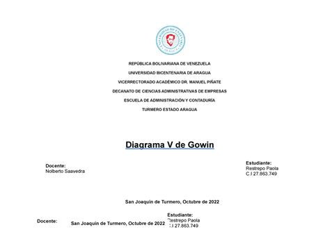 Diagrama V De Gowin Plantilla Alumnos RepÚblica Bolivariana De