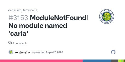 ModuleNotFoundError No Module Named Carla Issue Carla Simulator Carla GitHub