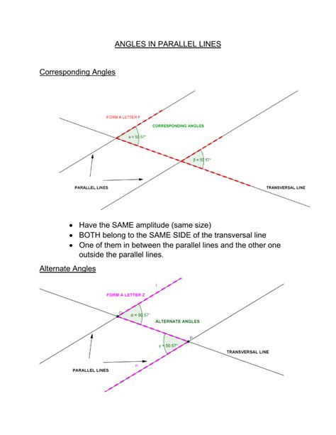 Angles In Parallel Lines Corresponding And Alternate Angles