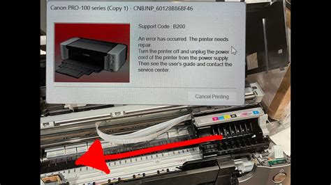 Canon Pro 100 B200 Error Code How To Release Print Head Carriage Still No Resolution Of The